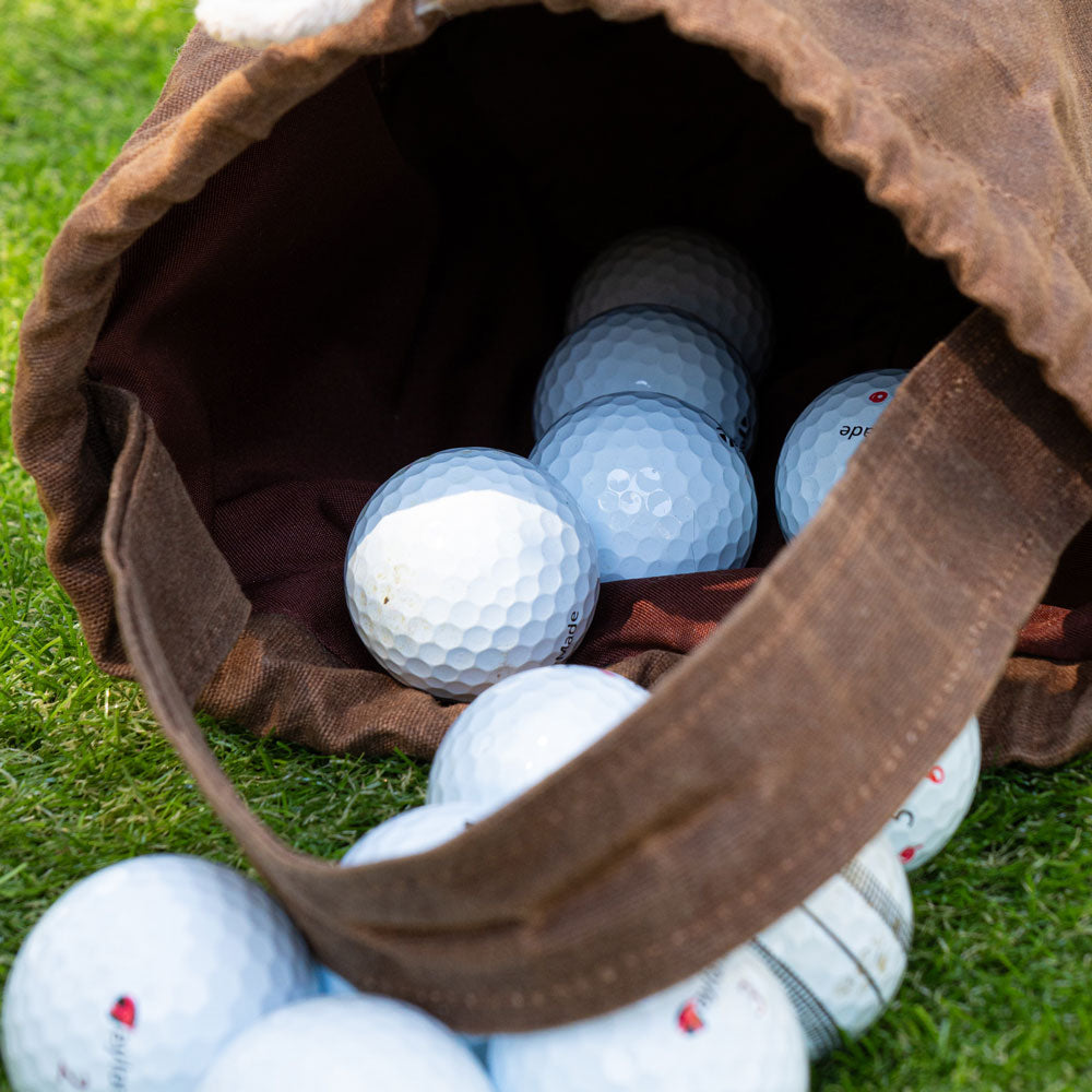 Brampton Golf Shag Bag - Brown Waxed Canvas - Mackem Golf